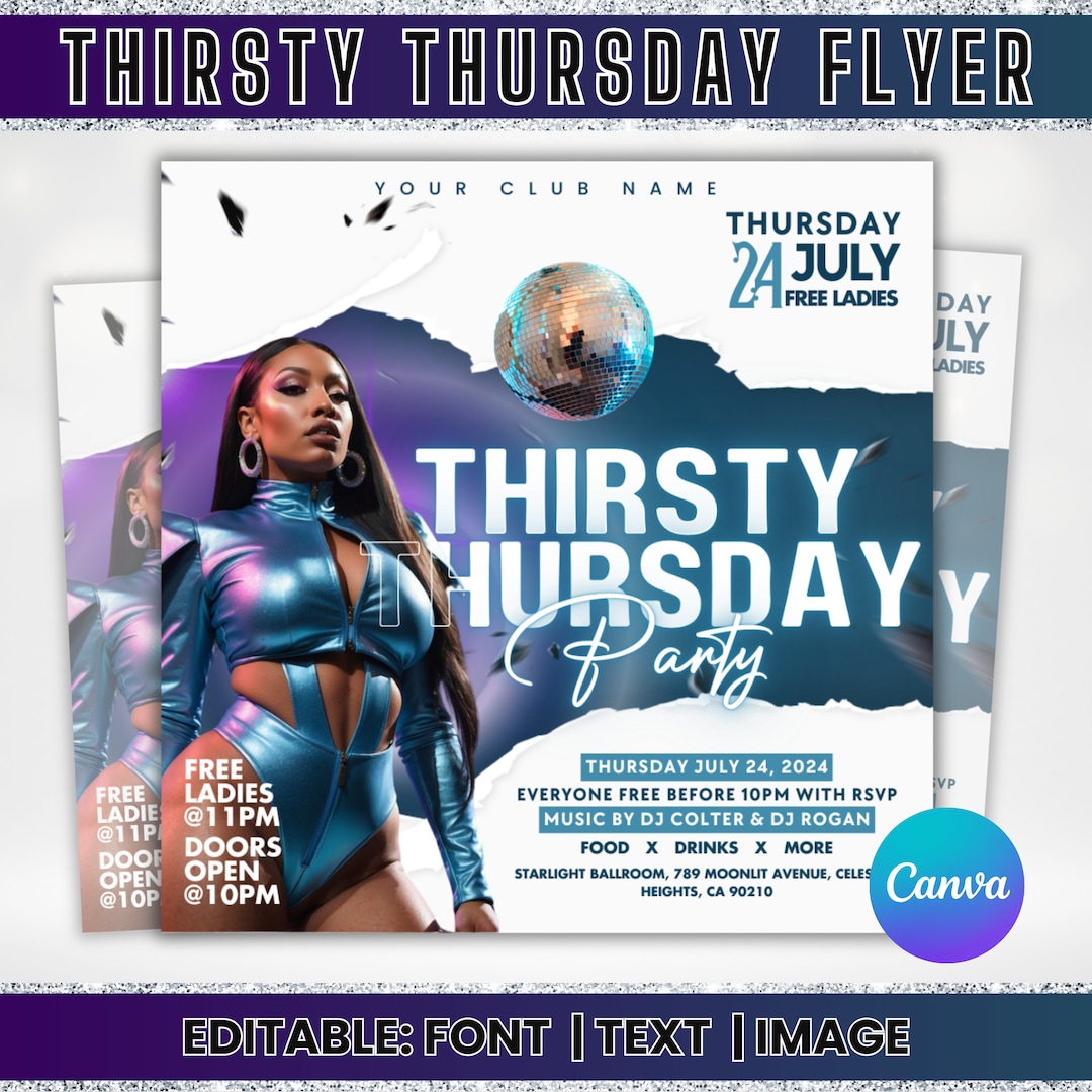 Thirsty Thursday Party Flyer, Editable Thursdays Party Flyer, Thursday ...