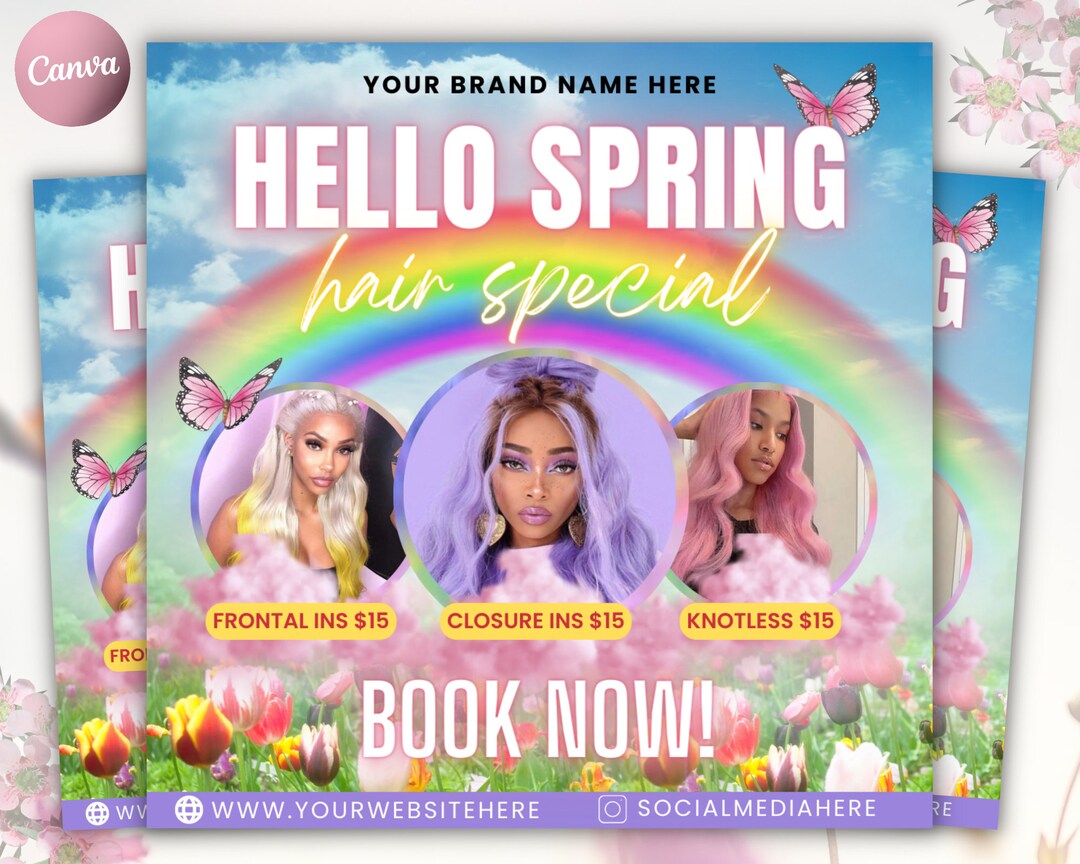 Spring Flyer, Wig Install Flyer, Hair Flyer, Beauty Flyer, Spring Hair ...