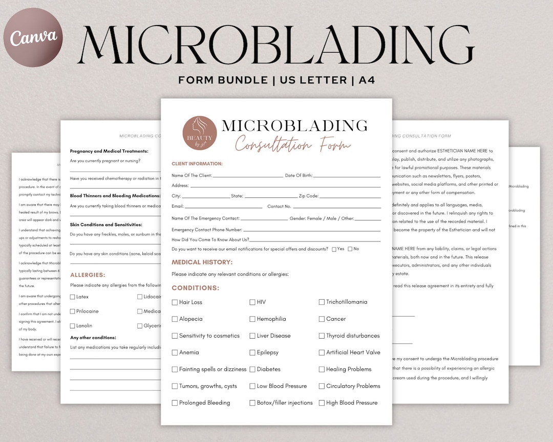 Microblading Forms, Editable Esthetician Templates, Microblading ...