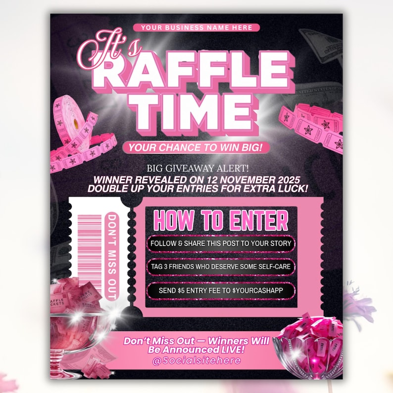 Editable Raffle Flyer Template for Giveaways & Contests | DIY Beauty ...