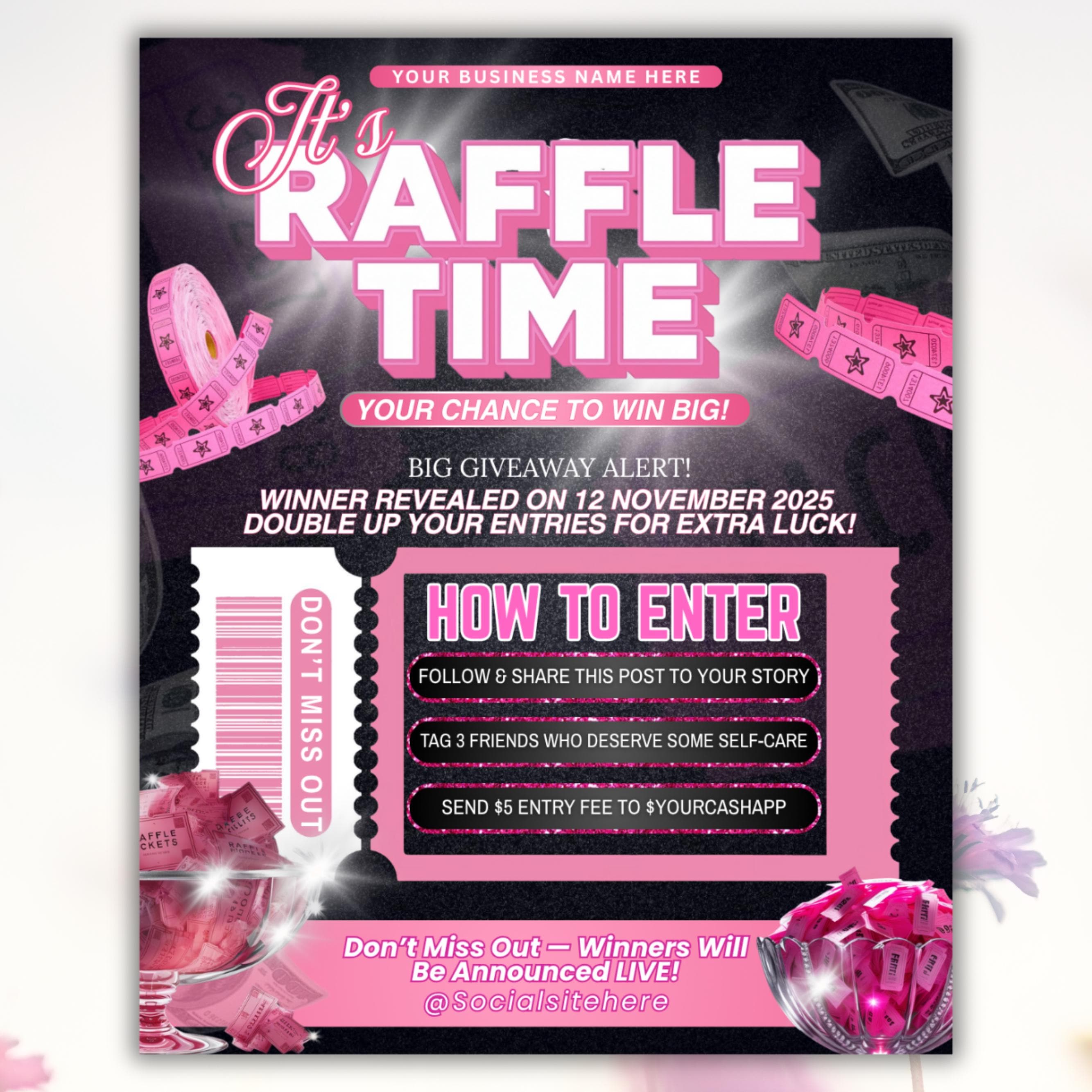 Editable Raffle Flyer Template for Giveaways & Contests | DIY Beauty ...