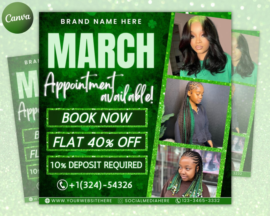 March Booking Flyer, March Sale Flyer, March Appointment Flyer, Book ...