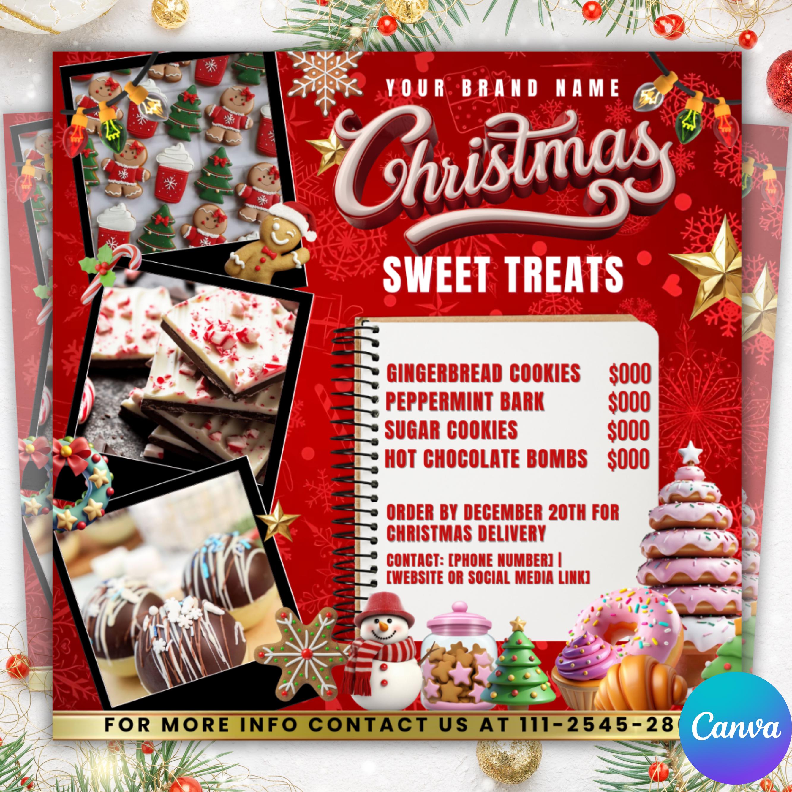 Christmas Sweet Treats Flyer, Diy Flyer Template Design, December Bake ...