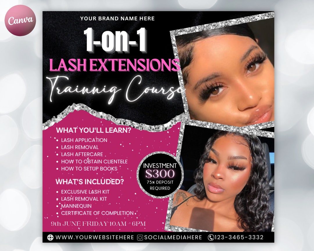 1 on 1 Lash Class Flyer, DIY Lash Training Masterclass Course Template ...