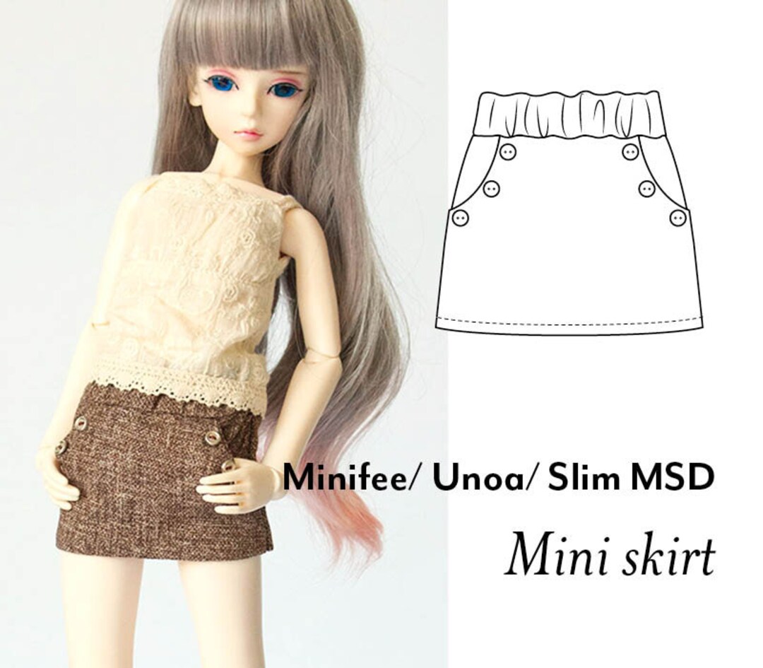 Minifee Doll Clothes Sewing Pattern, 1/4 BJD Mini Skirt (PDF Pattern ...
