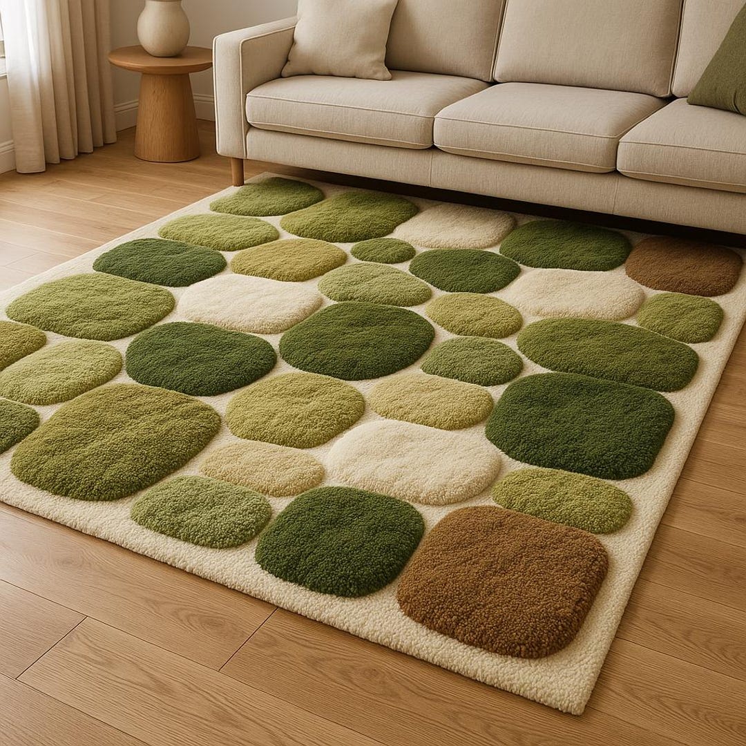 Forest Moss Rug Earth Tone Tufted Woodland Carpet Teppich for Living ...