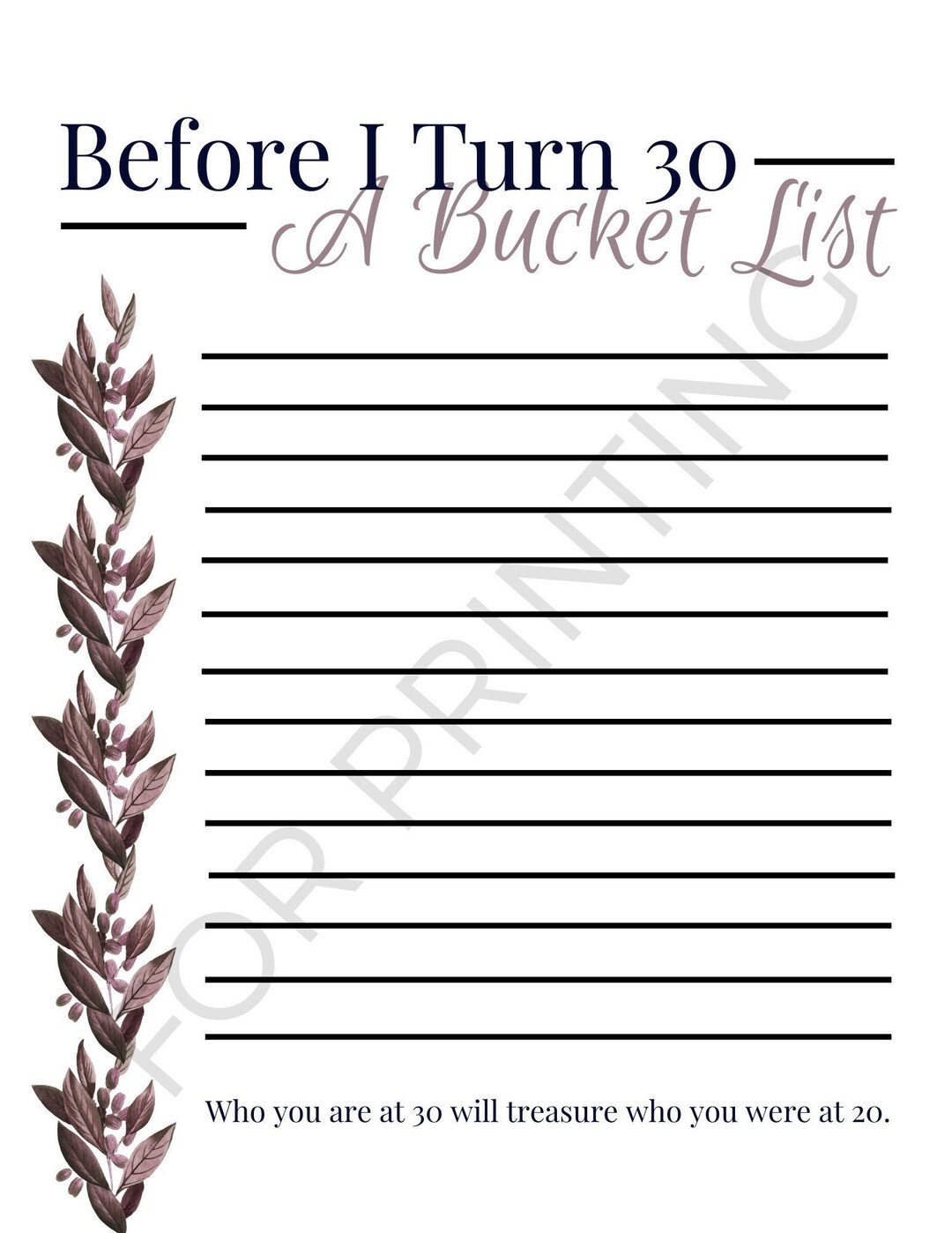 Before I Turn 30 - A Bucket List - Etsy