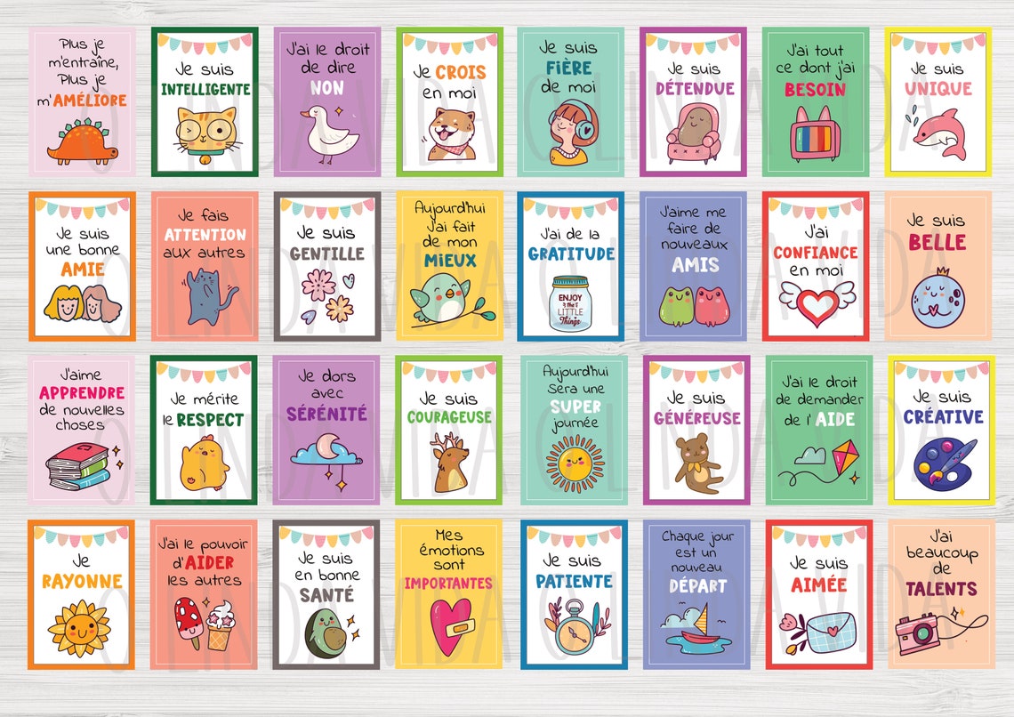 64 Cartes d'Affirmations Positives pour Enfants à - Etsy France