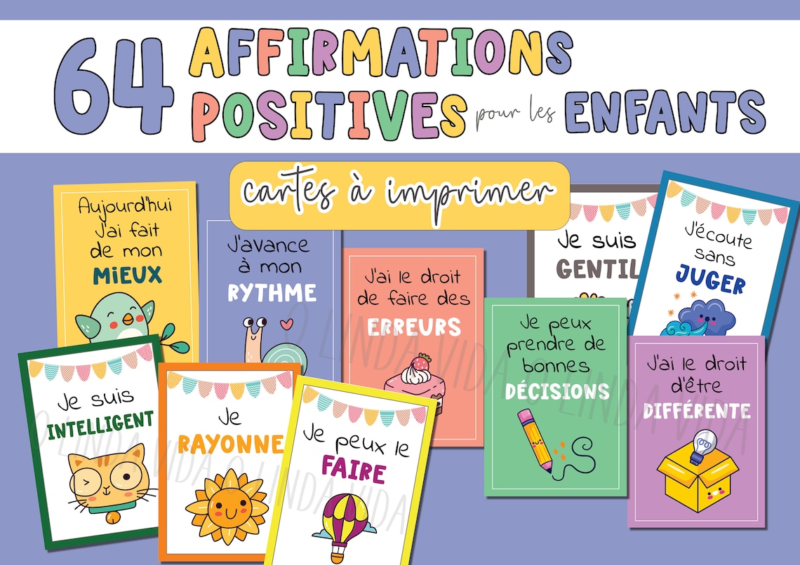 64 Cartes d'Affirmations Positives pour Enfants à - Etsy France