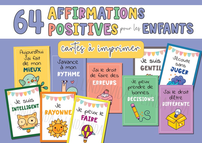 64 Cartes d'Affirmations Positives pour Enfants à - Etsy France