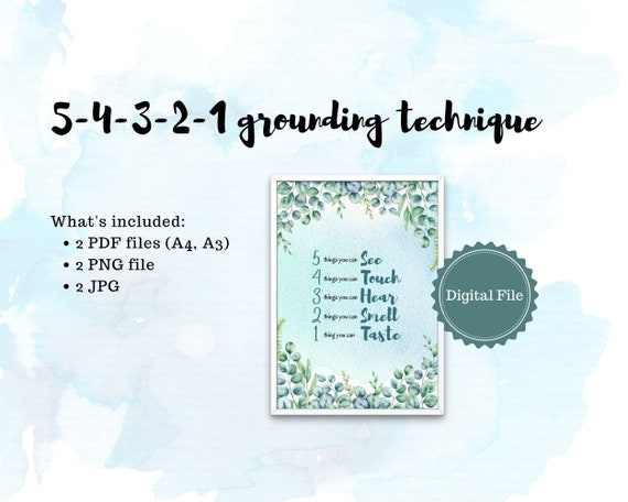 5-4-3-2-1 GROUNDING TECHNIQUE POSTER. Mental Health Tool for - Etsy