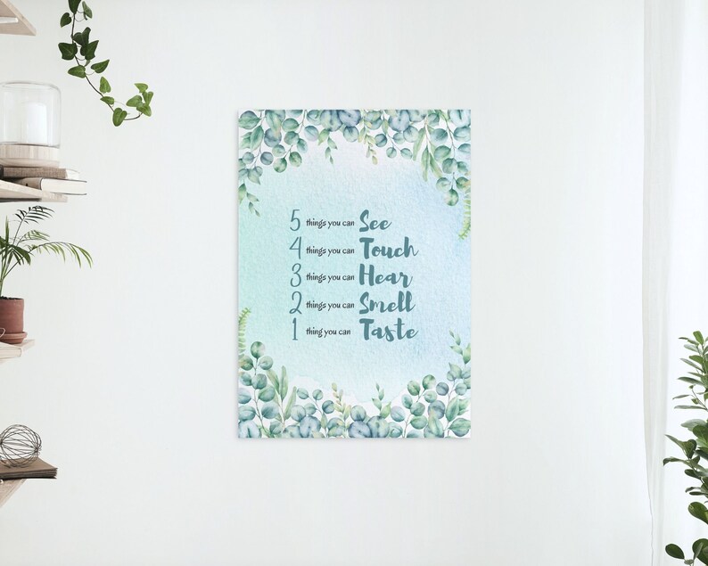 5-4-3-2-1 GROUNDING TECHNIQUE POSTER. Mental Health Tool for Overcoming ...