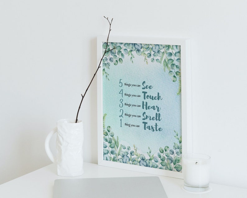 5-4-3-2-1 GROUNDING TECHNIQUE POSTER. Mental Health Tool for Overcoming ...