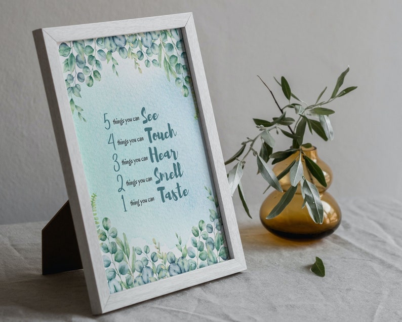 5-4-3-2-1 GROUNDING TECHNIQUE POSTER. Mental Health Tool for Overcoming ...