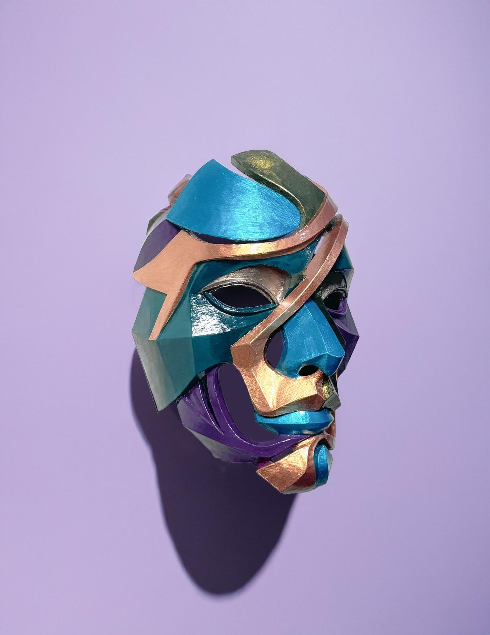 Unique Abstract Puzzle Mask: Colorful Geometric Face Art, Cosplay - Etsy