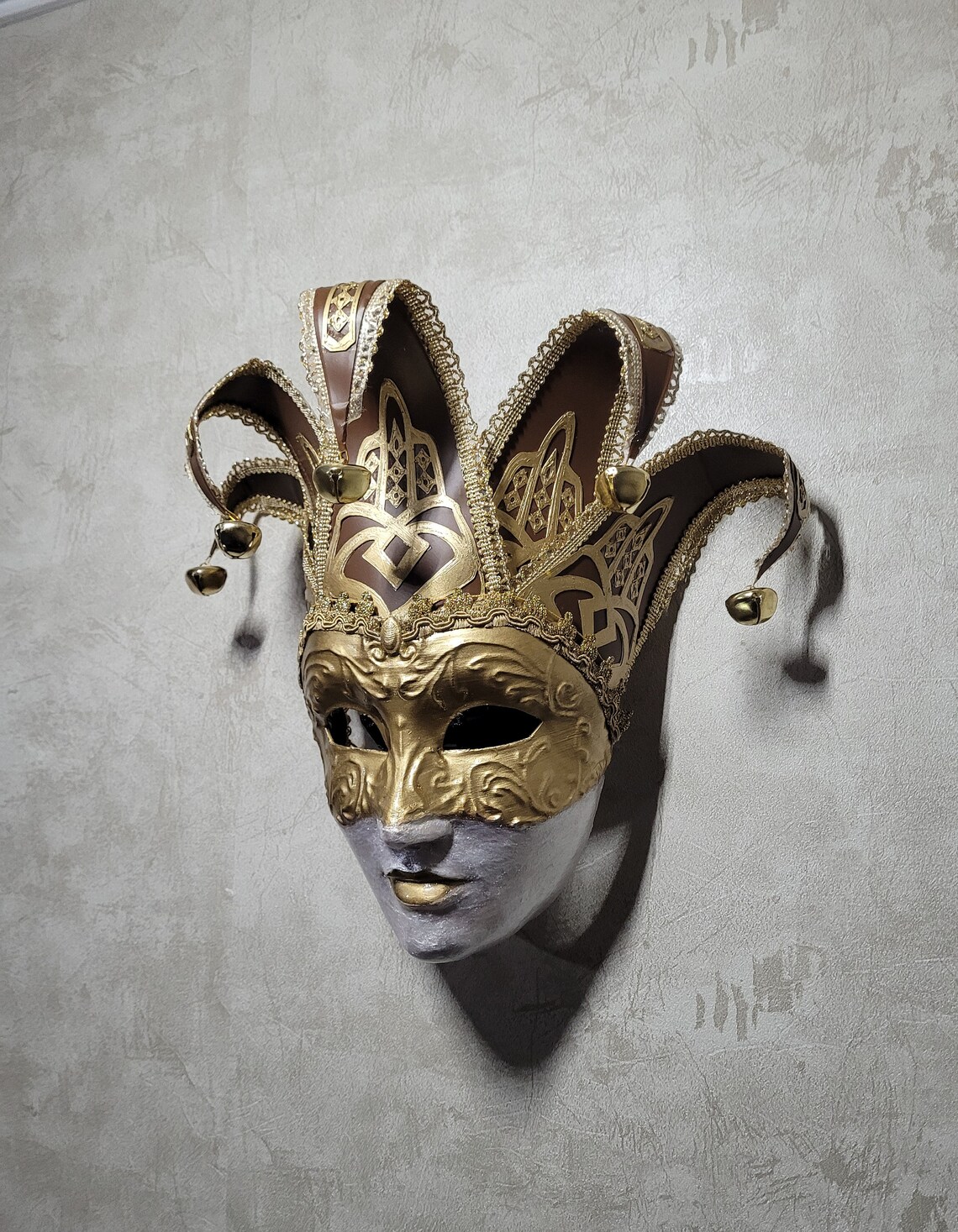 Jolly Mask Venetian Mask Gold Jester Venetian Gold Mask - Etsy