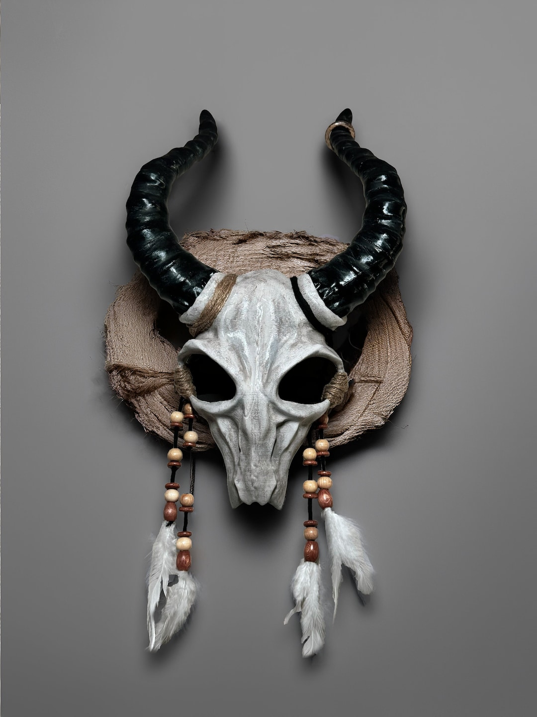Shaman Goat Skull Mask - Ram Horns - Voodoo Costume Cosplay - Whimsical ...