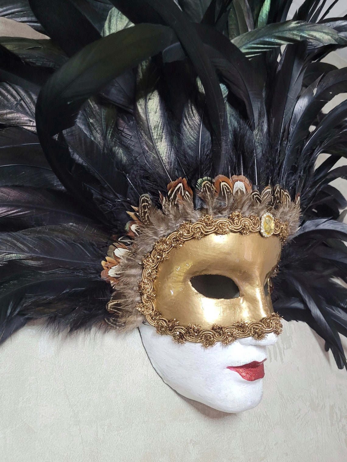 Eyes Wide Shut Mandy Mask: Black Feather Masquerade Mask, Kubrick Film ...
