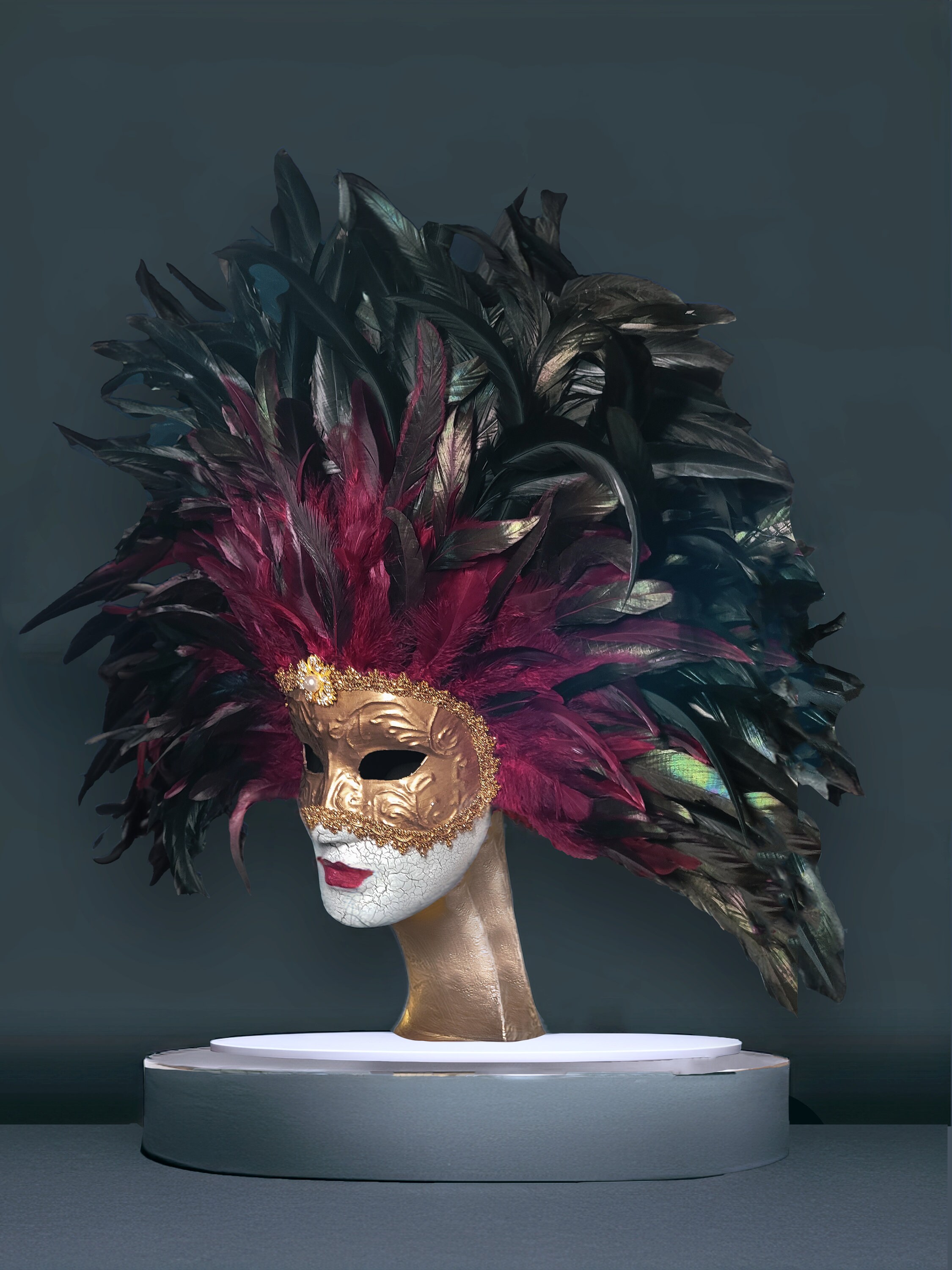 Feather Princess Woman Venetian Mask Masquerade Mask Eyes Wide Shut - Etsy