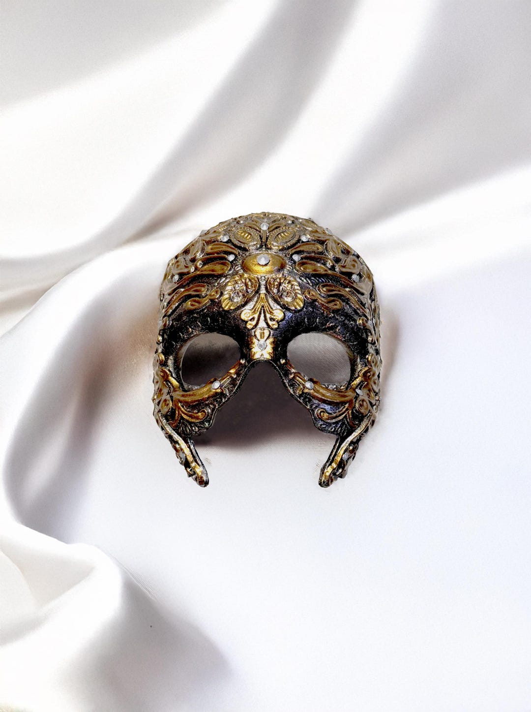 Half Skull Halloween Mask: Antique Motifs, Fancy Embroidery Detail ...