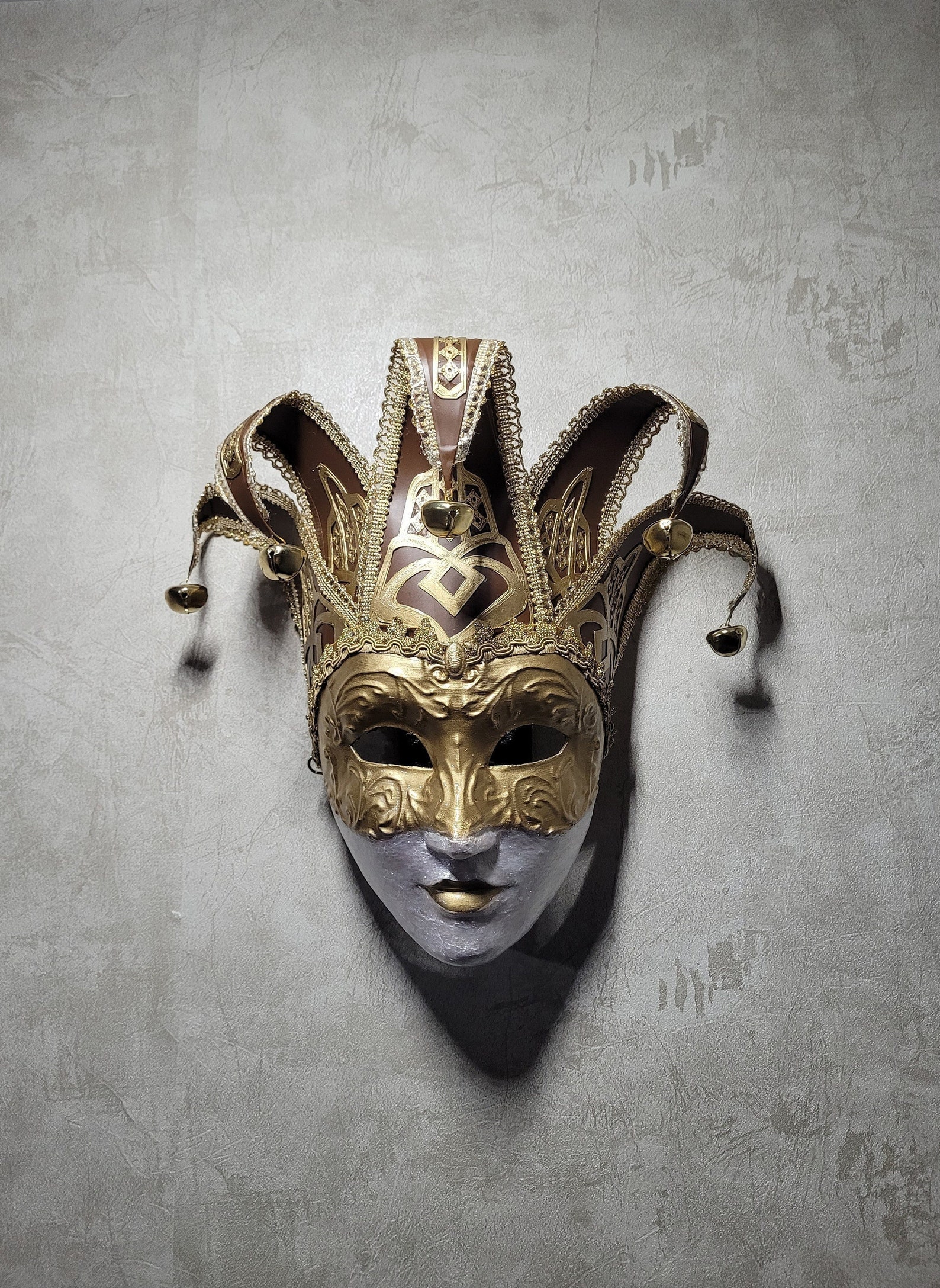 Jolly Mask Venetian Mask Gold Jester Venetian Gold Mask - Etsy