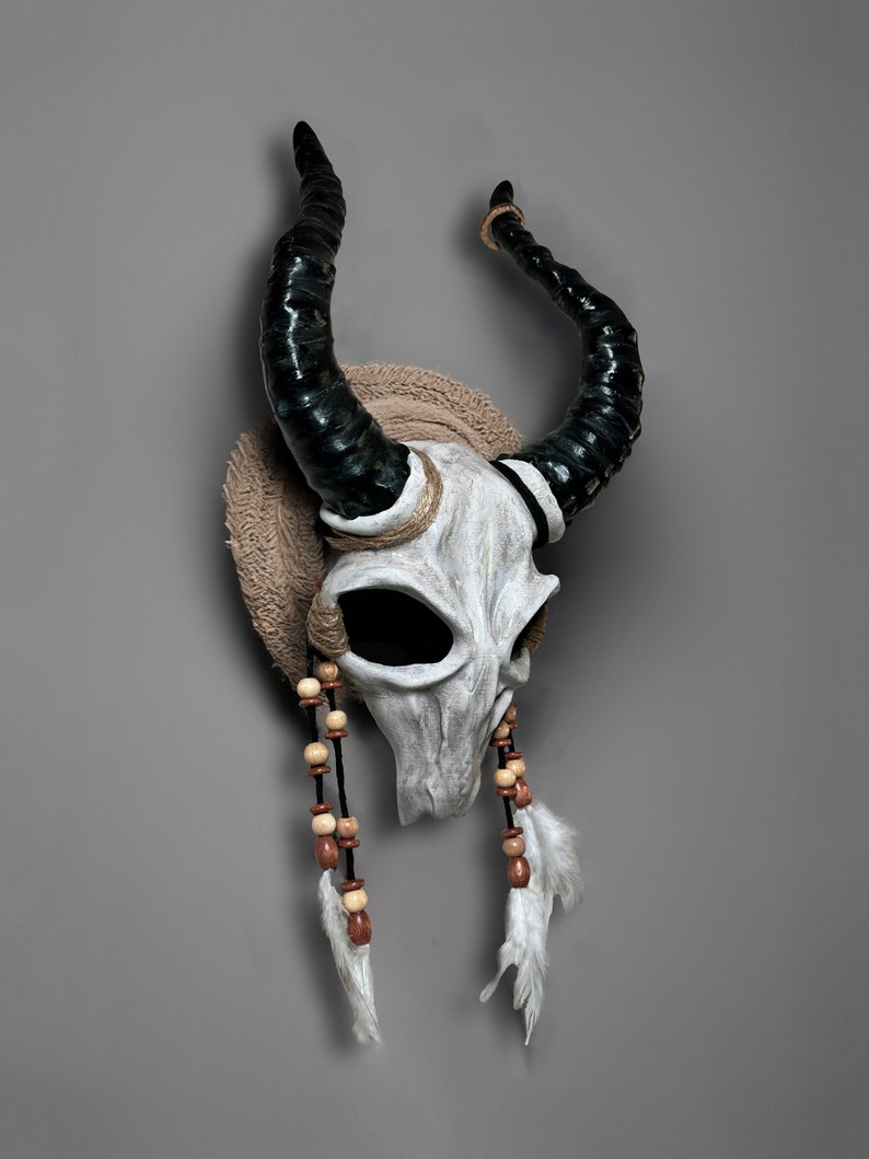 Shaman Goat Skull Mask - Ram Horns - Voodoo Costume Cosplay - Whimsical ...