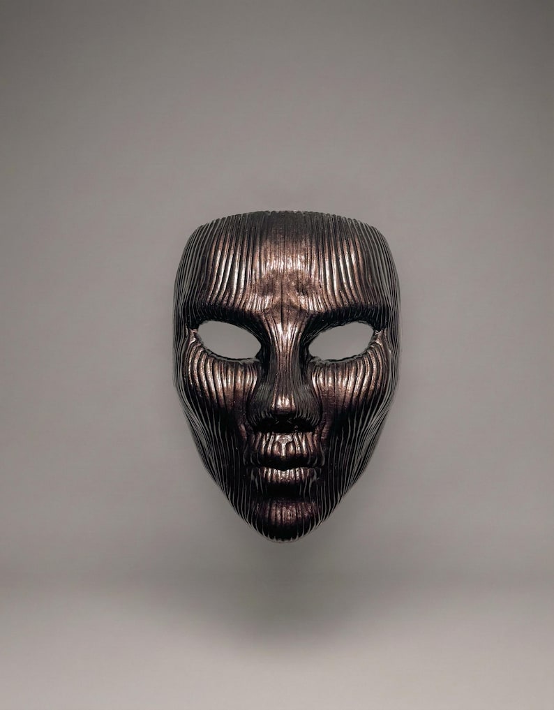 White Lines Textured Mask: Modern Minimalist Sculpture, Cosplay ...