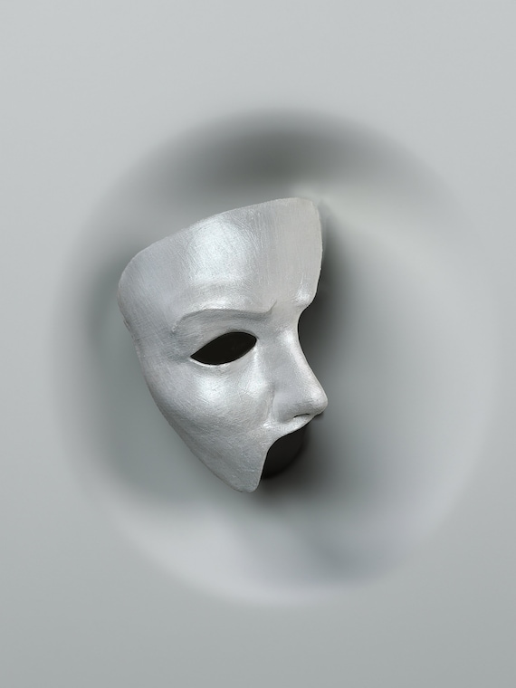 Phantom Half Mask Balloon Man Malta Deluxe Phantom Half Face White