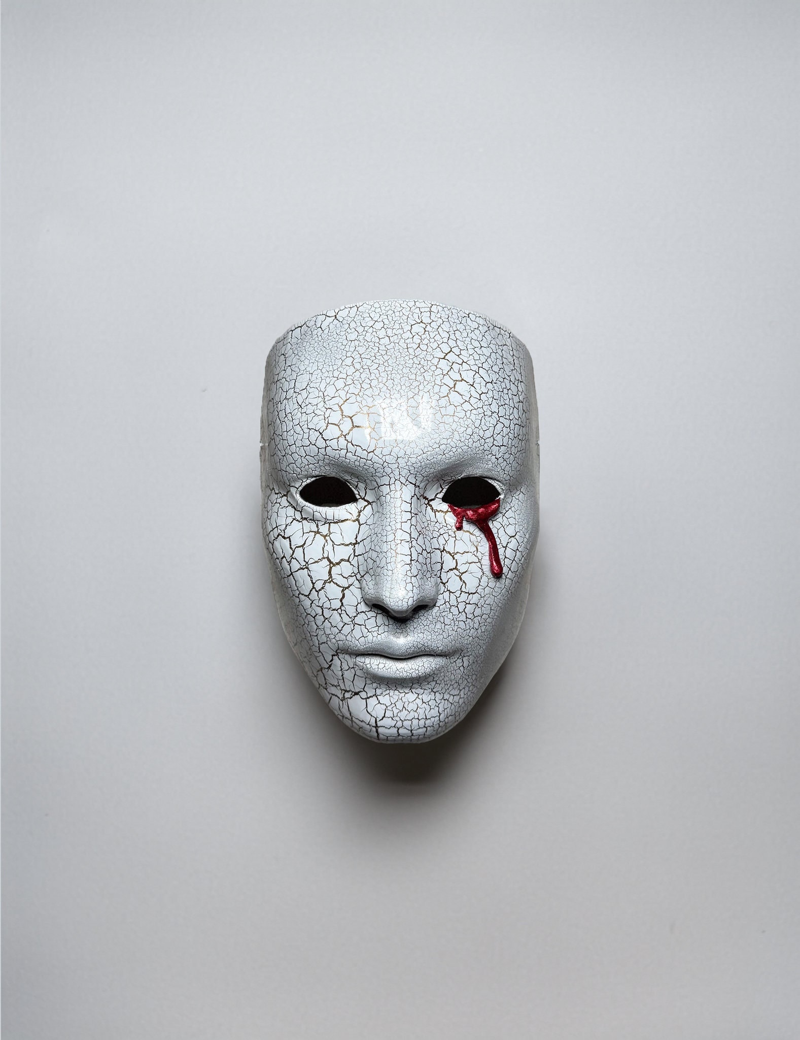 Blood Crying Venetian Mask - Bloddy Eye - Cracking Face Pattern - White ...
