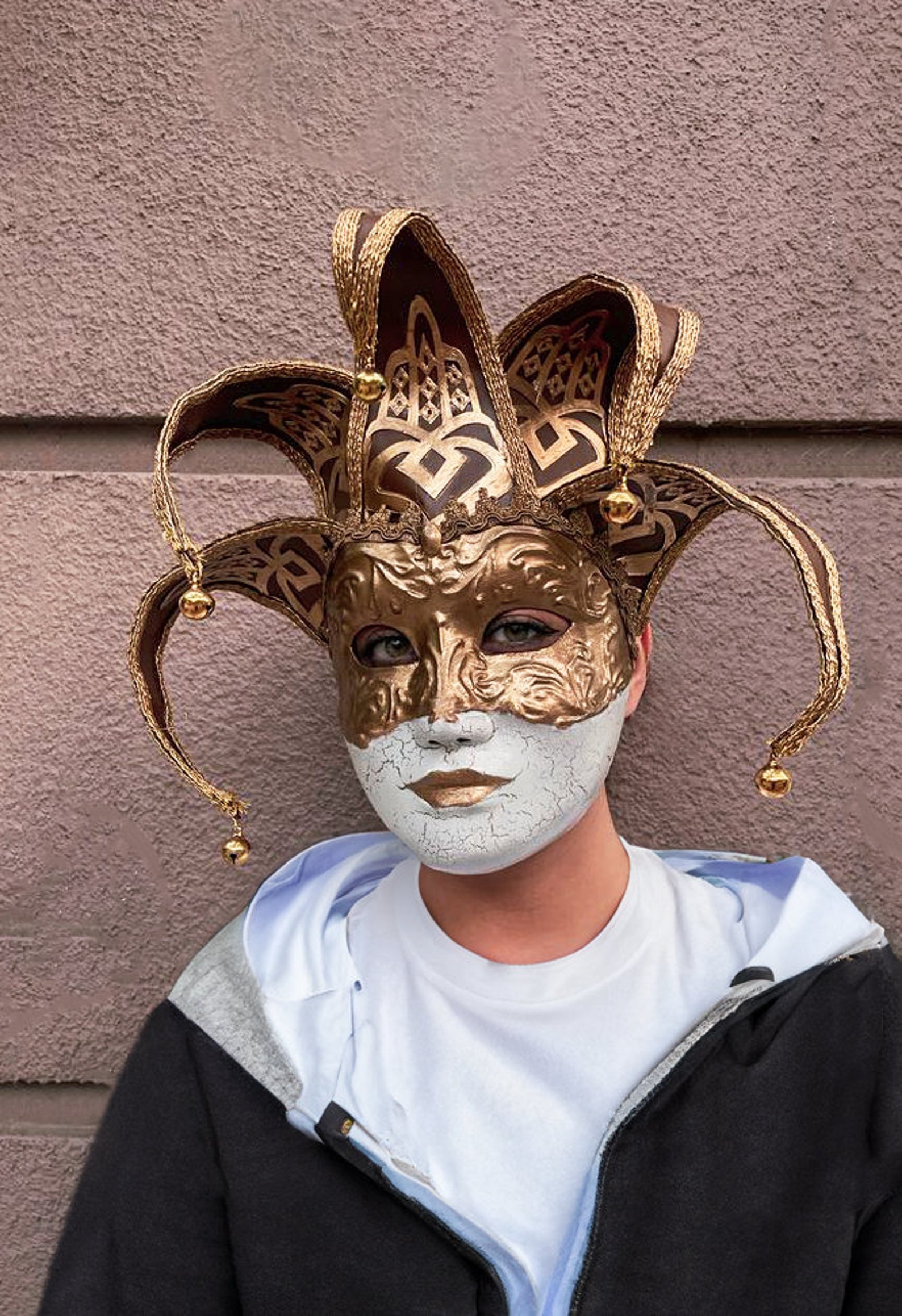 Jolly Mask Venetian Mask Gold Jester Venetian Gold Mask - Etsy