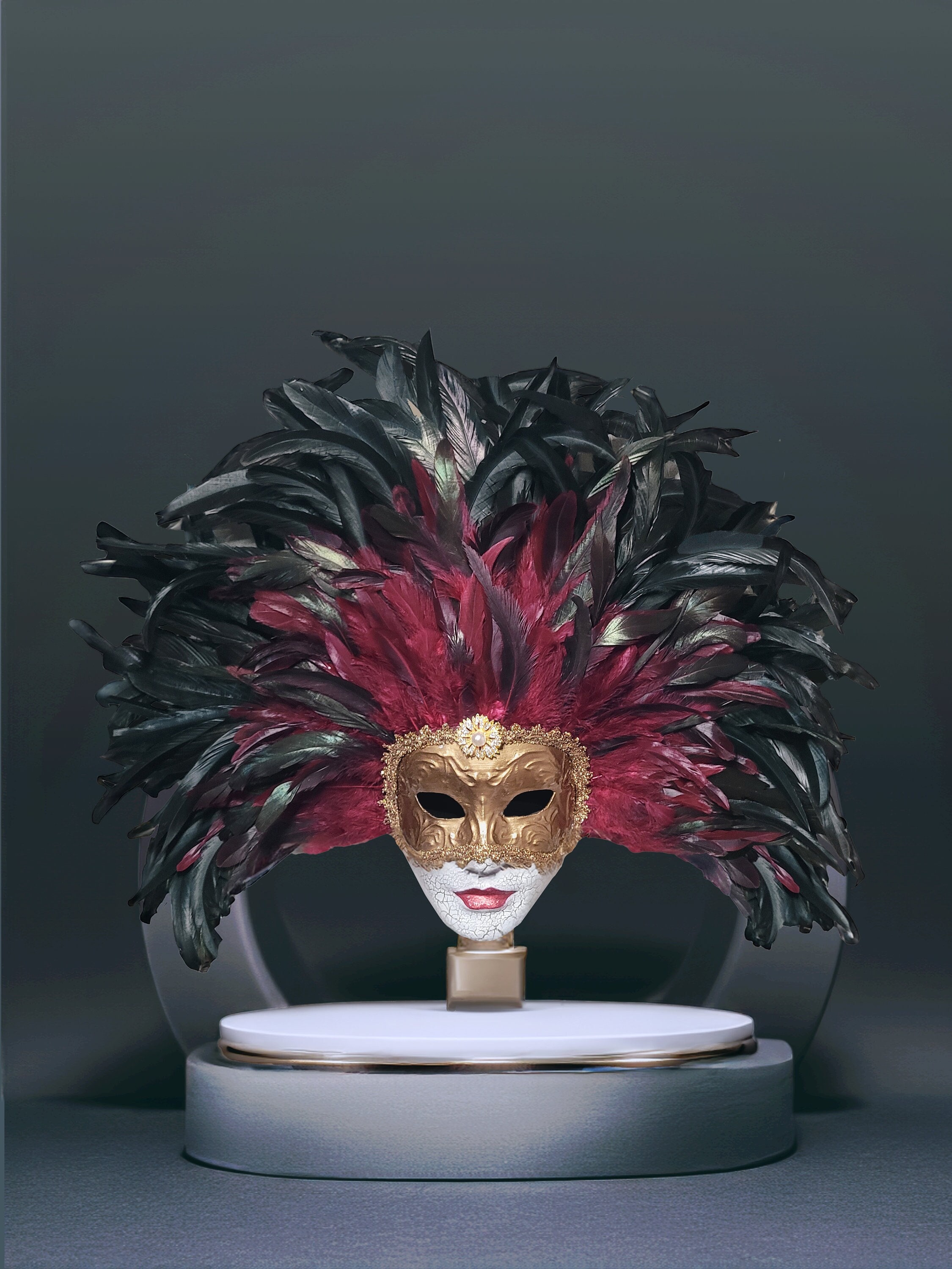 Feather Princess Woman Venetian Mask Masquerade Mask Eyes Wide Shut - Etsy