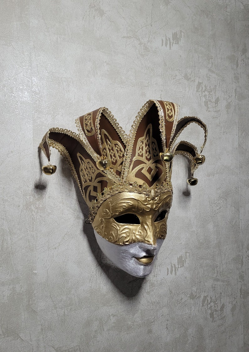 Jolly Mask Venetian Mask Gold Jester Venetian Gold Mask - Etsy