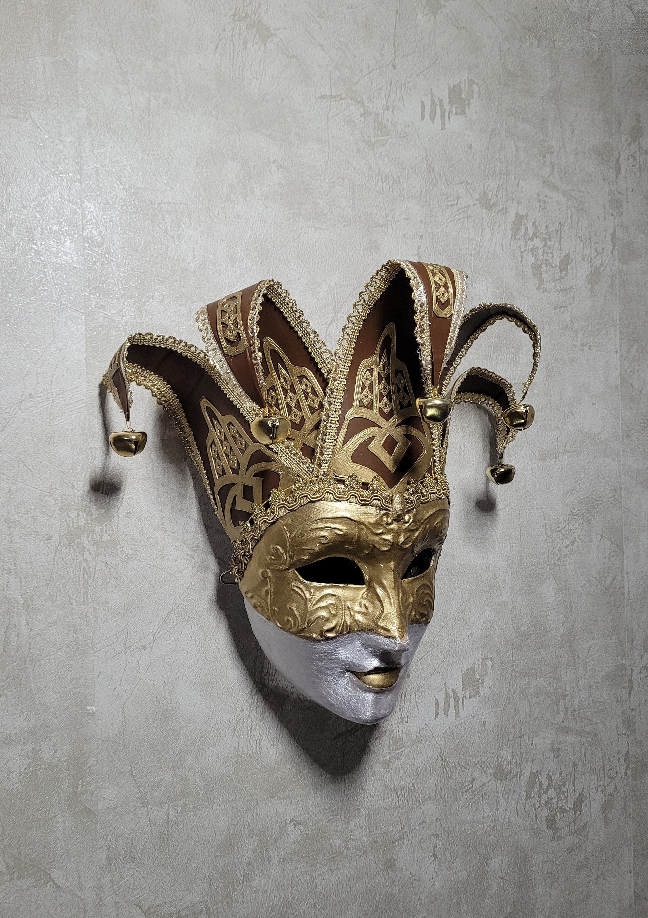 Jolly Mask Venetian Mask Gold Jester Venetian Gold Mask - Etsy