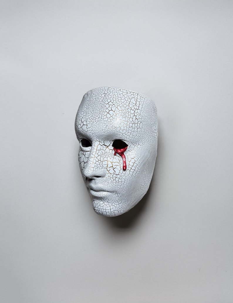 Blood Crying Venetian Mask - Bloddy Eye - Cracking Face Pattern - White ...