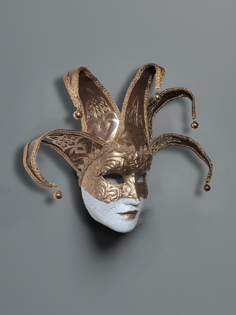 Jolly Mask Venetian Mask Gold Jester Venetian Gold Mask - Etsy