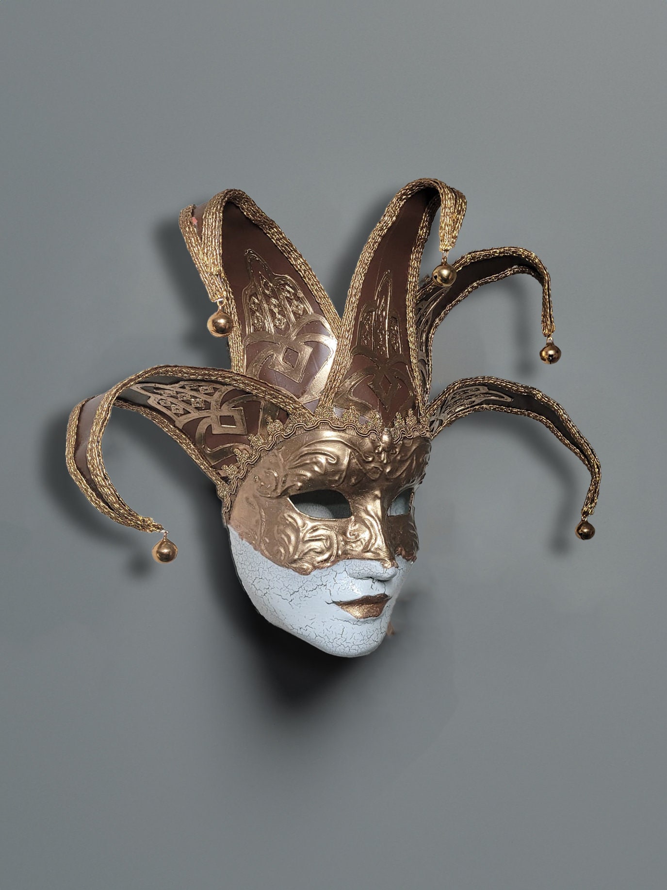 Jolly Mask Venetian Mask Gold Jester Venetian Gold Mask - Etsy