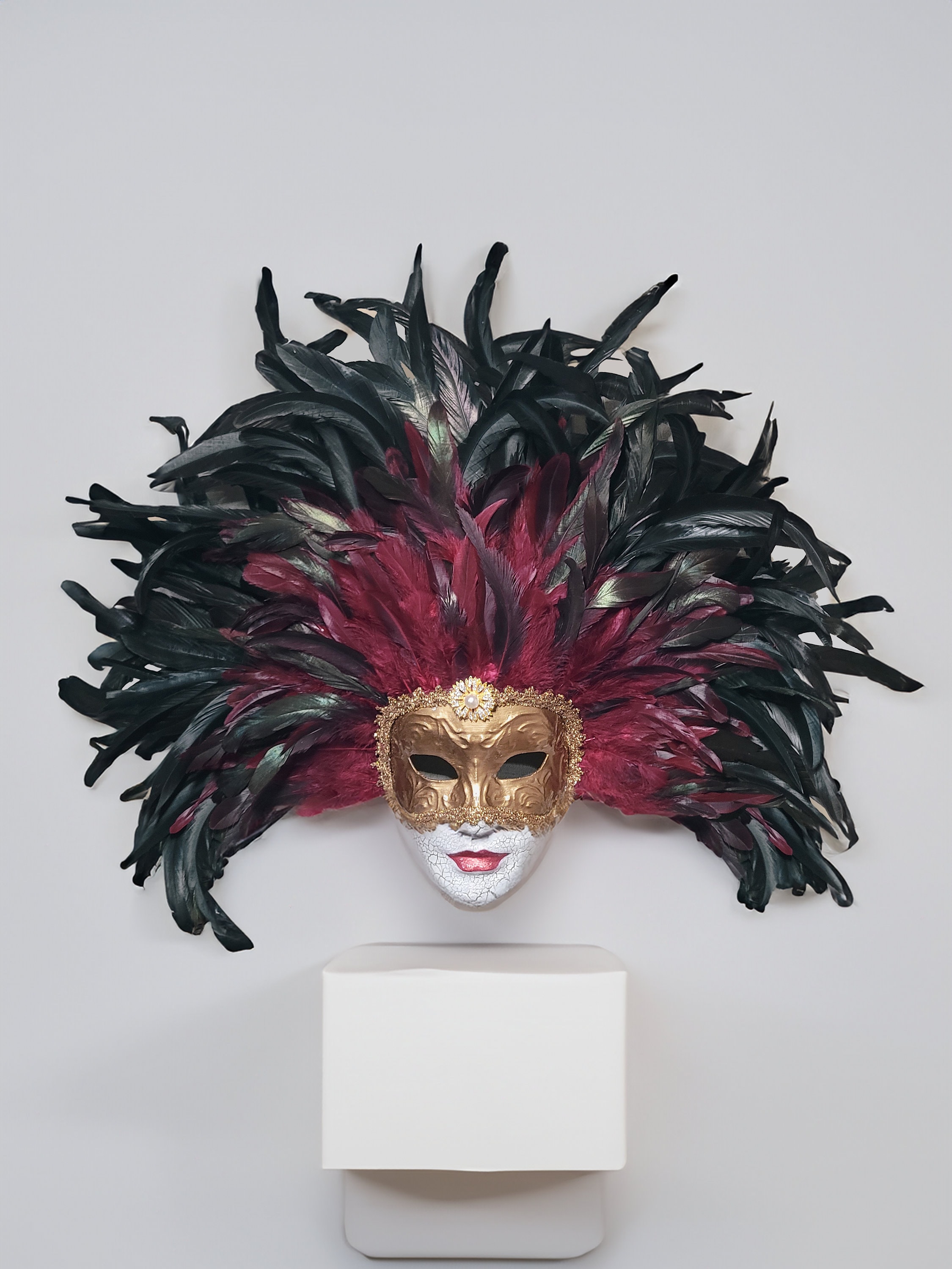 Eyes Wide Shut Inspired Bill Harford and Red Burgundy Mandy Feathers ...