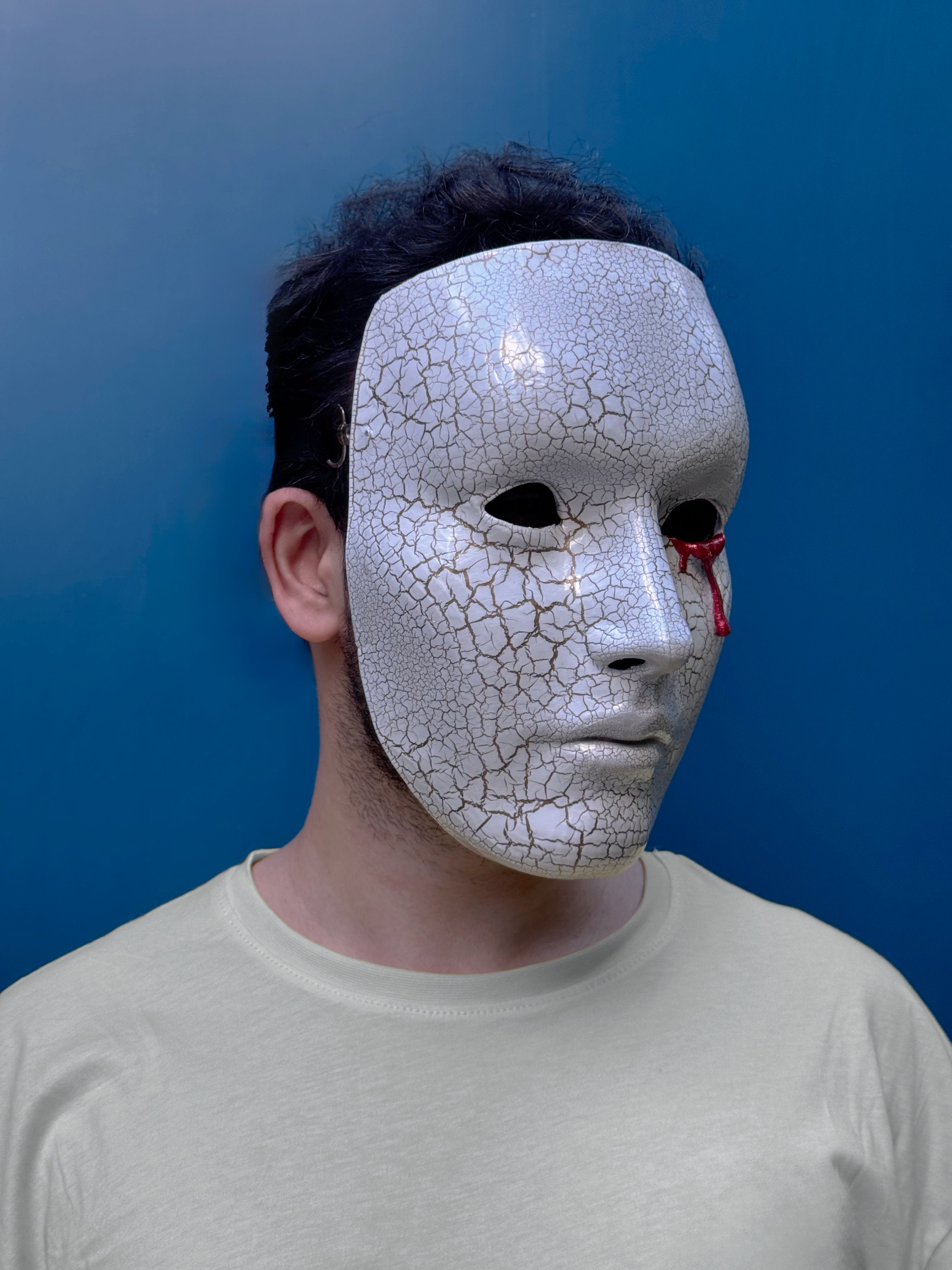 Blood Crying Venetian Mask - Bloddy Eye - Cracking Face Pattern - White ...