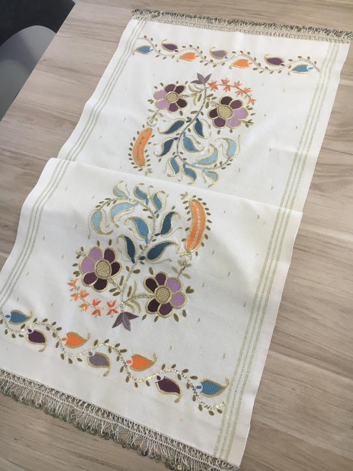 Turkish Table Runners(2), for Her, White Embroidered Runner, First ...