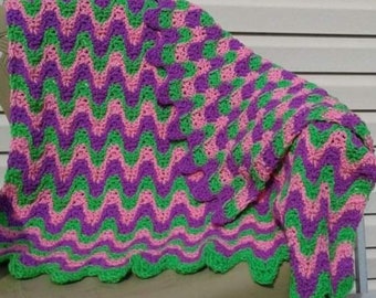 2 Color Exaggerated Ripple Afghan Crochet Pattern - Etsy