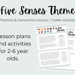 Five Senses Theme Preschool Curriculum Printable | Homeschool Lesson ...