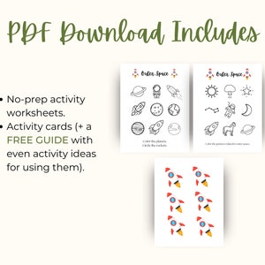 Outer Space Theme Printable Activity Worksheets | No Prep Preschool and ...