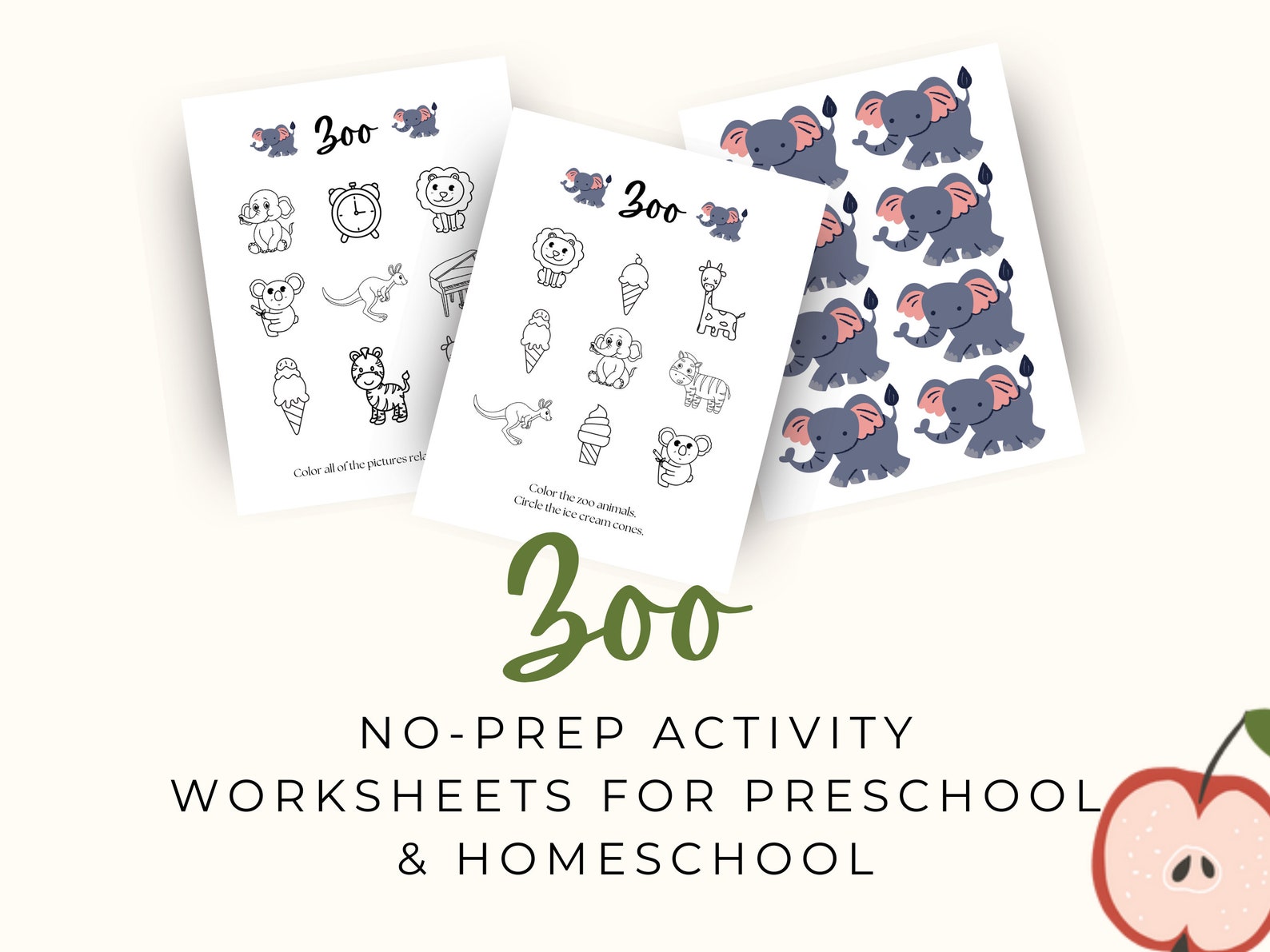 Zoo Theme Printable Activity Worksheets No Prep Preschool and ...