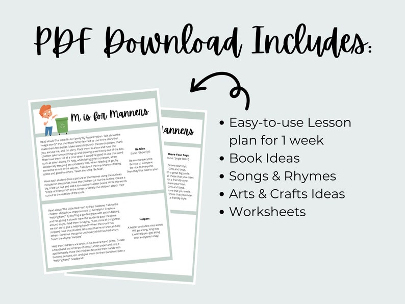 Manners Theme Preschool Curriculum Printable | Homeschool Lesson Plan ...