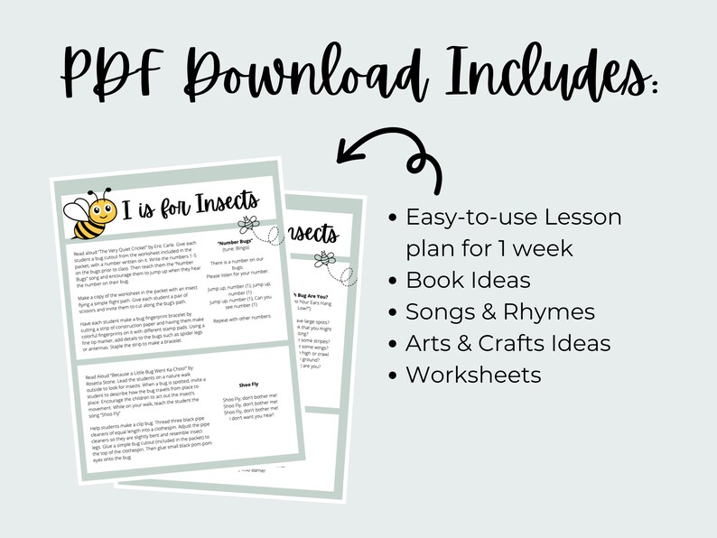 Insects Theme Preschool Curriculum Printable | Homeschool Lesson Plan ...