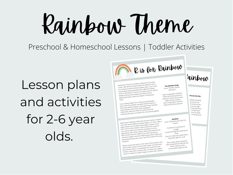 Rainbow Theme Preschool Curriculum Printable | Homeschool Lesson Plan ...