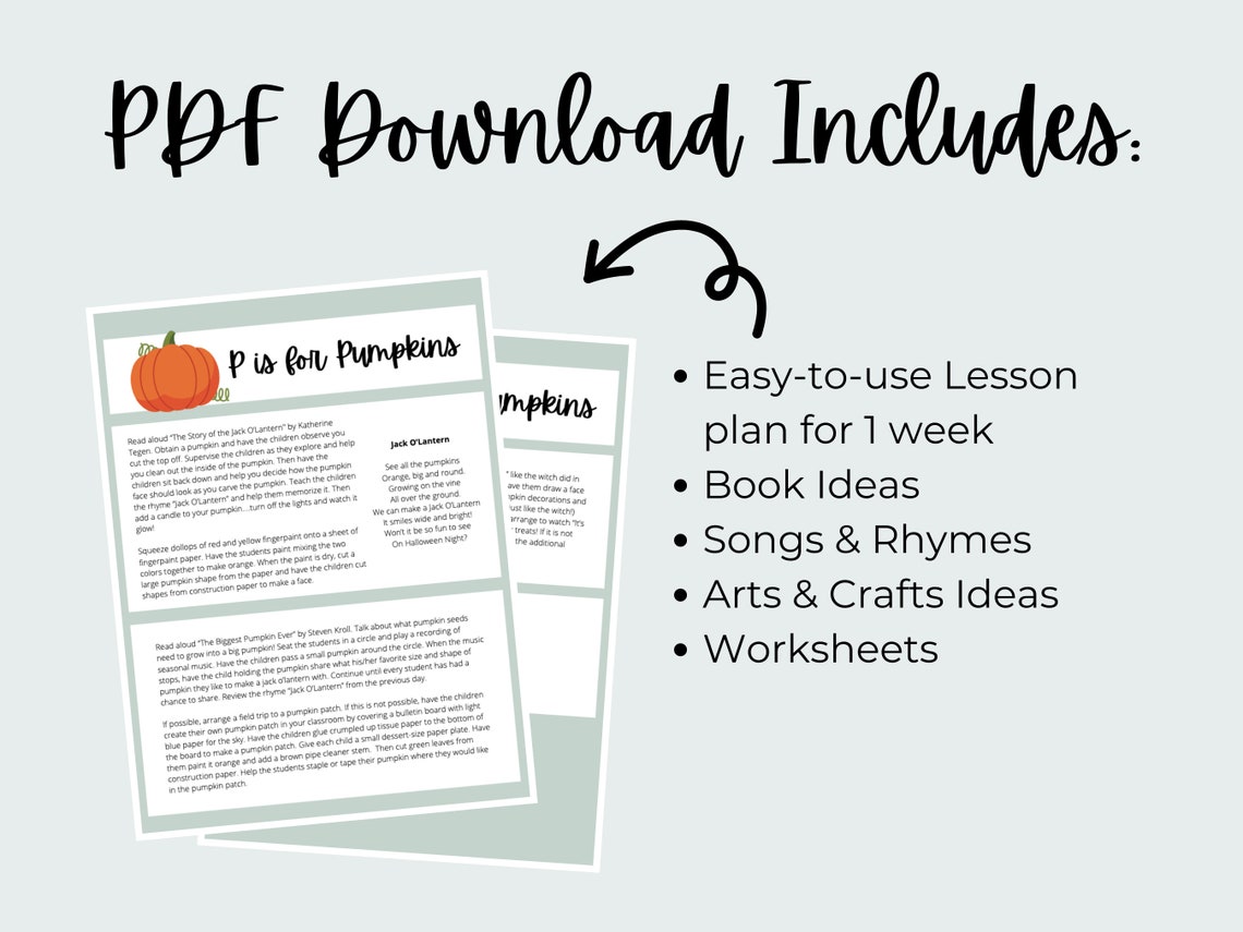 Pumpkin Theme Preschool Curriculum Printable | Homeschool Lesson Plan ...