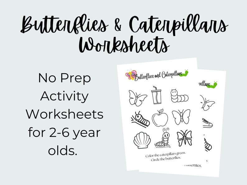 Butterflies & Caterpillars Printable Activity Worksheets No - Etsy