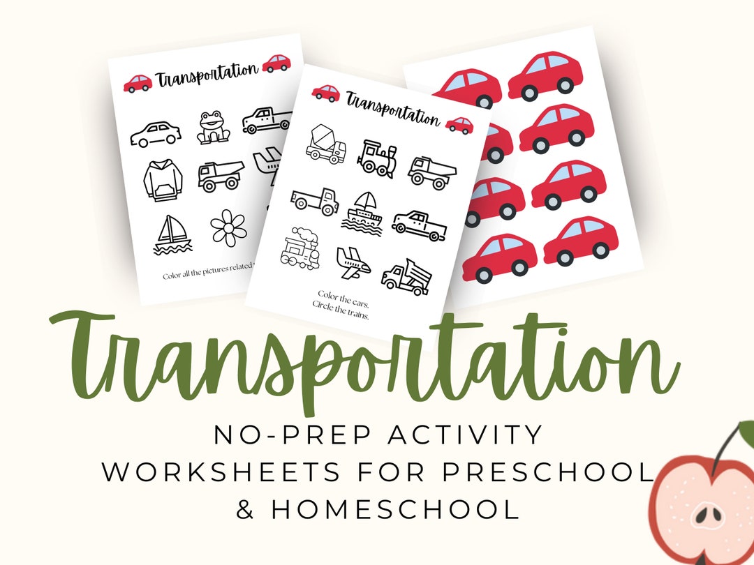 Transportation Theme Printable Activity Worksheets | No Prep Preschool ...