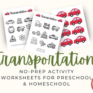 Transportation Theme Printable Activity Worksheets | No Prep Preschool ...